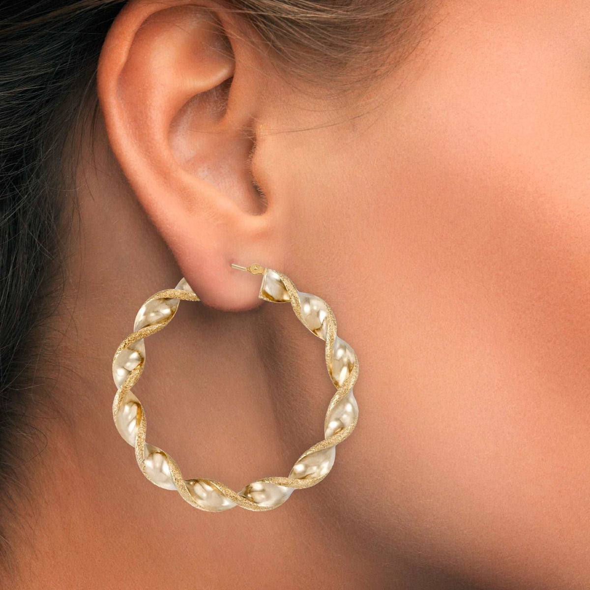14K Gold Large Twist Hoop Earrings – I Heart Jewels