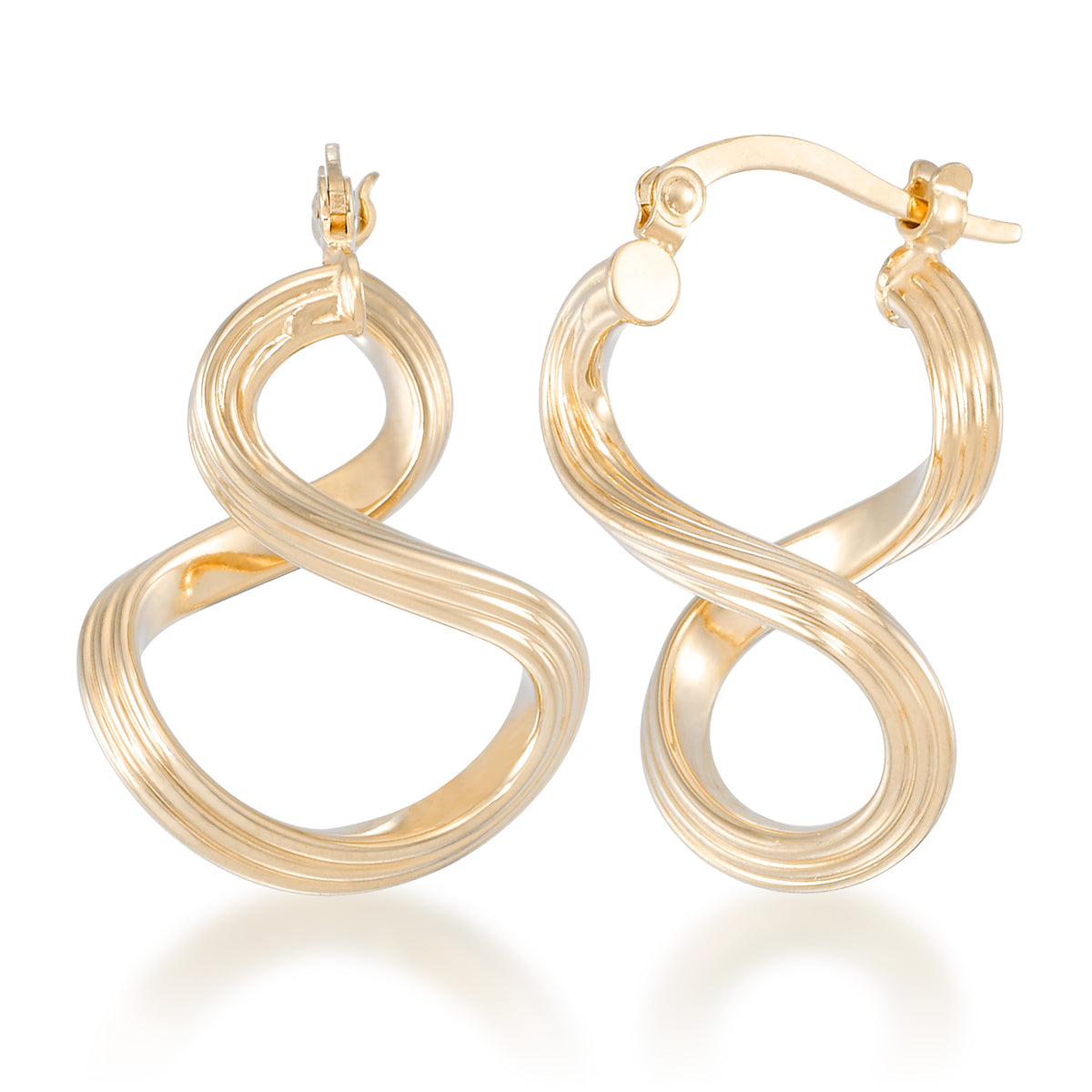 14K Gold Ribbed Figure Eight Hoop Earrings – I Heart Jewels