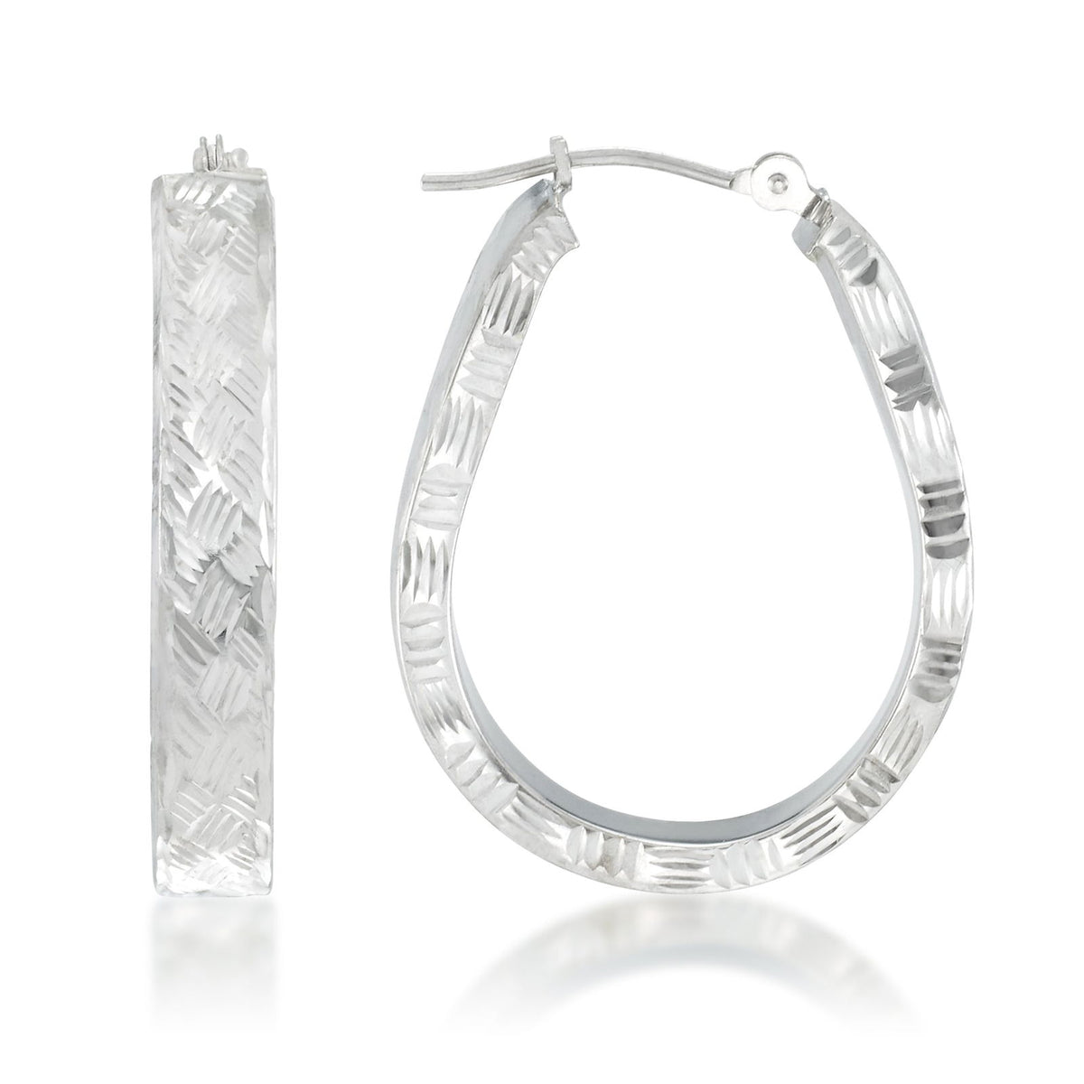 Americana™ 14K Yellow Gold Woven Diamond Cut Pear Shape Hoop Earrings ...