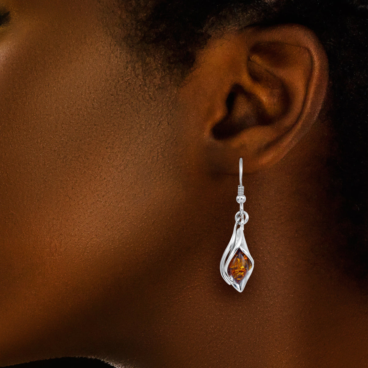 Amber Rosa™ Genuine Cognac Amber Calla Lily Dangle Earrings – I Heart ...