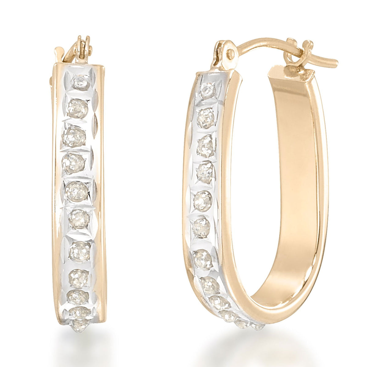 Diamond Fascination® 14K Gold Diamond Accent Bold Pear Shape Hoop Earr ...