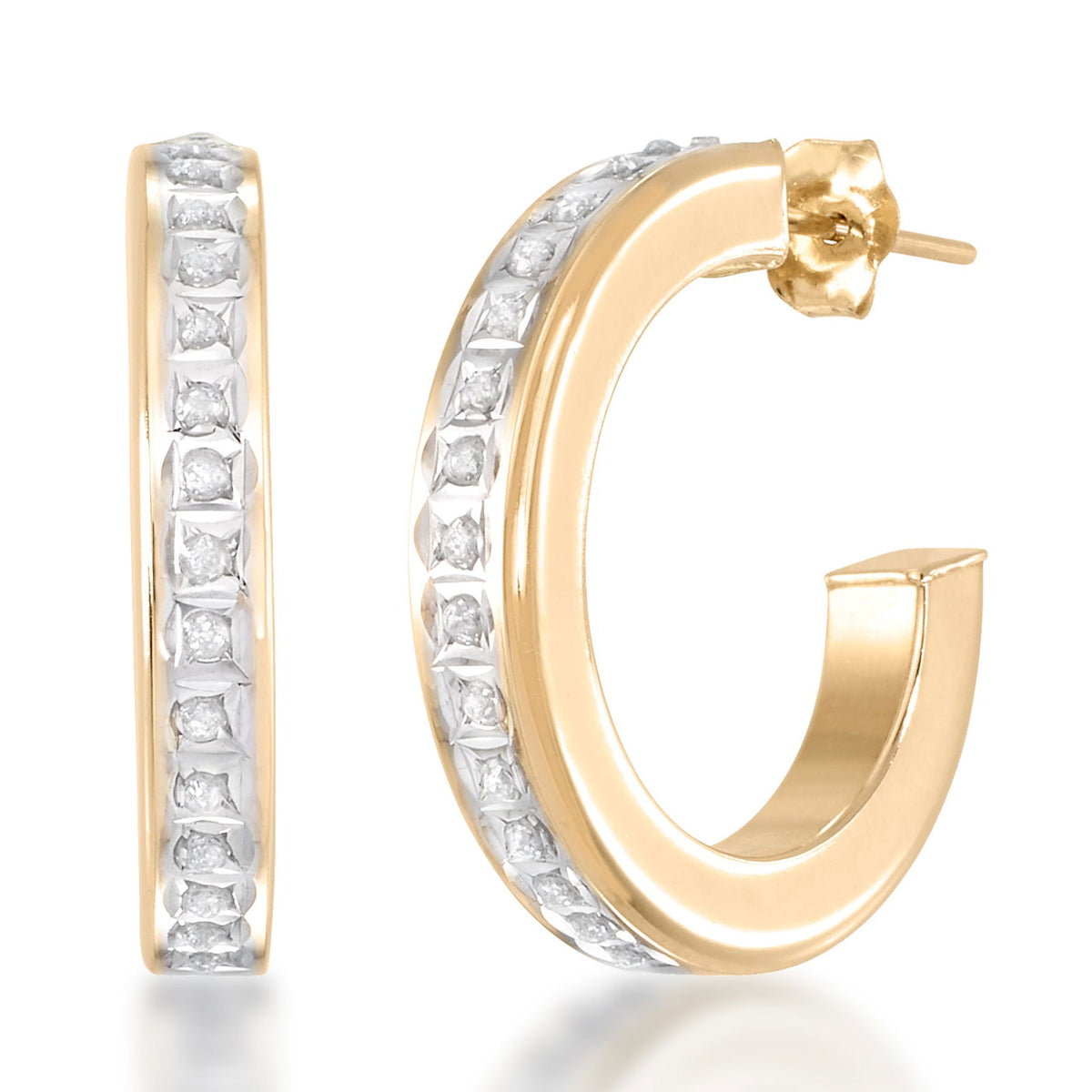 Diamond Fascination® 14K Gold Diamond Accent Bold Square Demi C-Shape ...