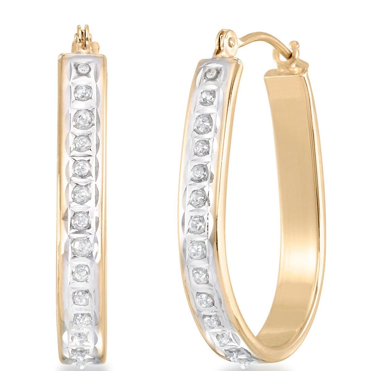Diamond Fascination® 14K Gold Diamond Accent Large Pear Shape Hoop Ear ...