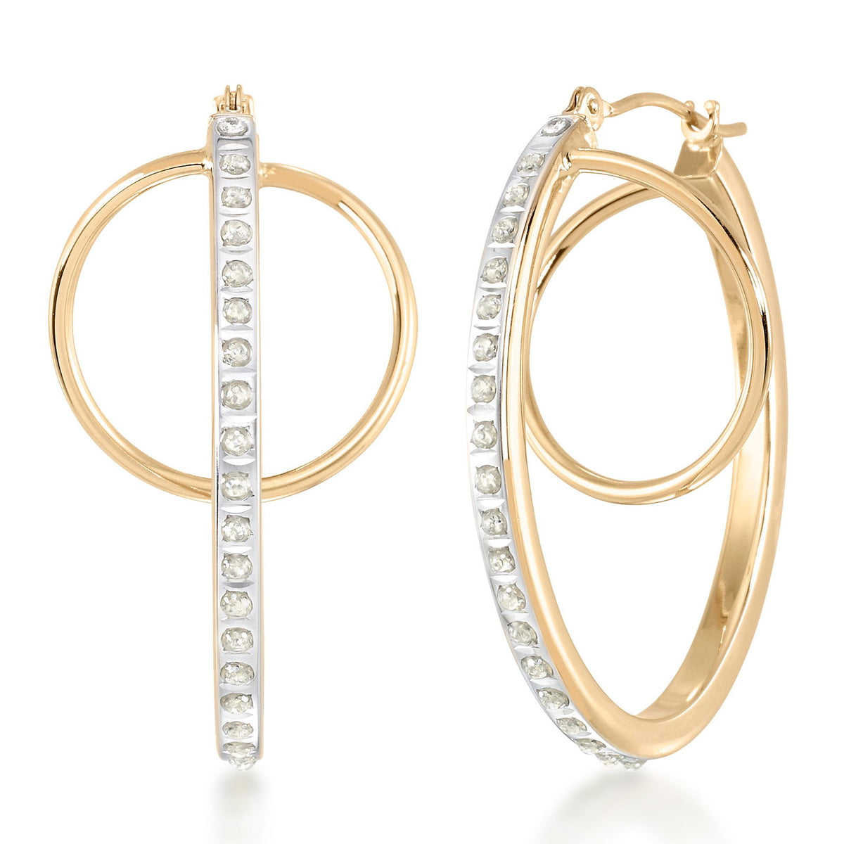 Diamond Fascination® 14K Gold Diamond Accent Oval Orbital Hoop Earring ...