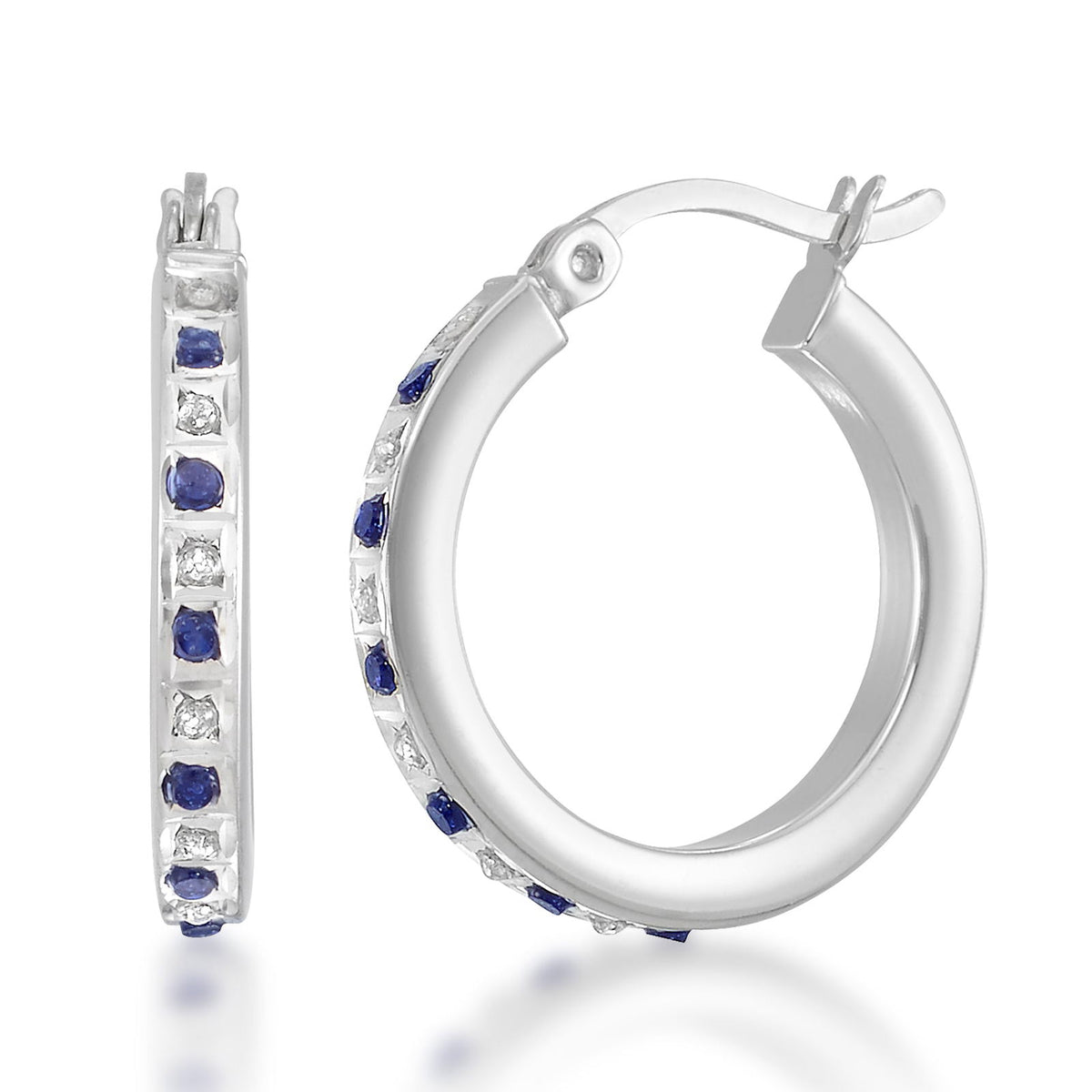 Diamond Fascination® Platinum over Sterling Silver Round Hoops – I ...