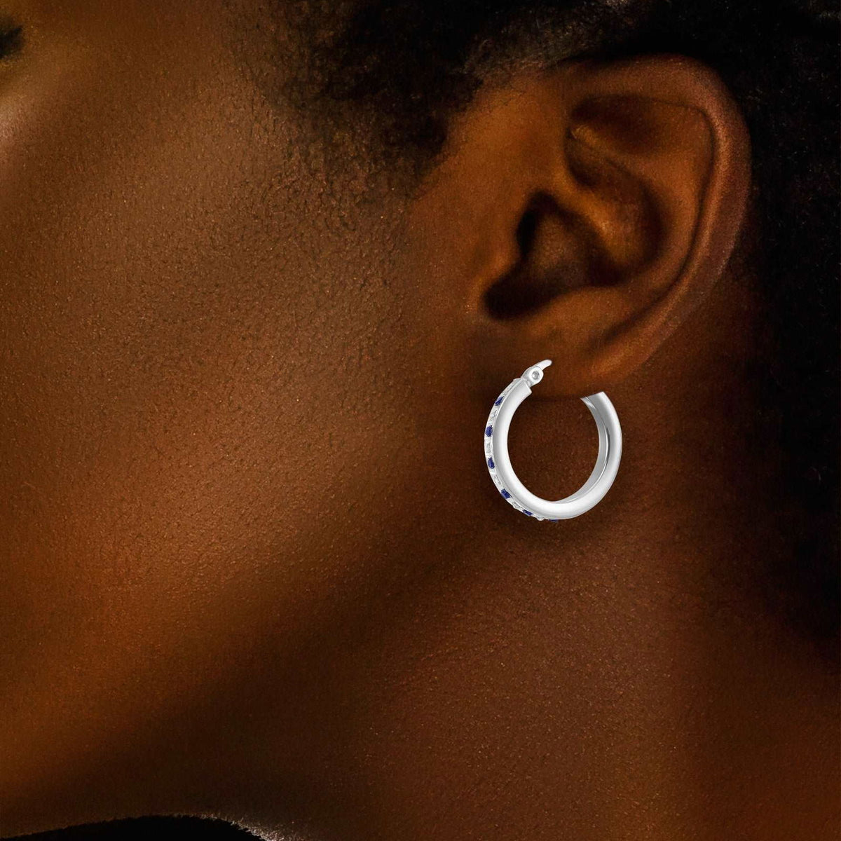 Diamond Fascination® Platinum over Sterling Silver Round Hoops – I ...