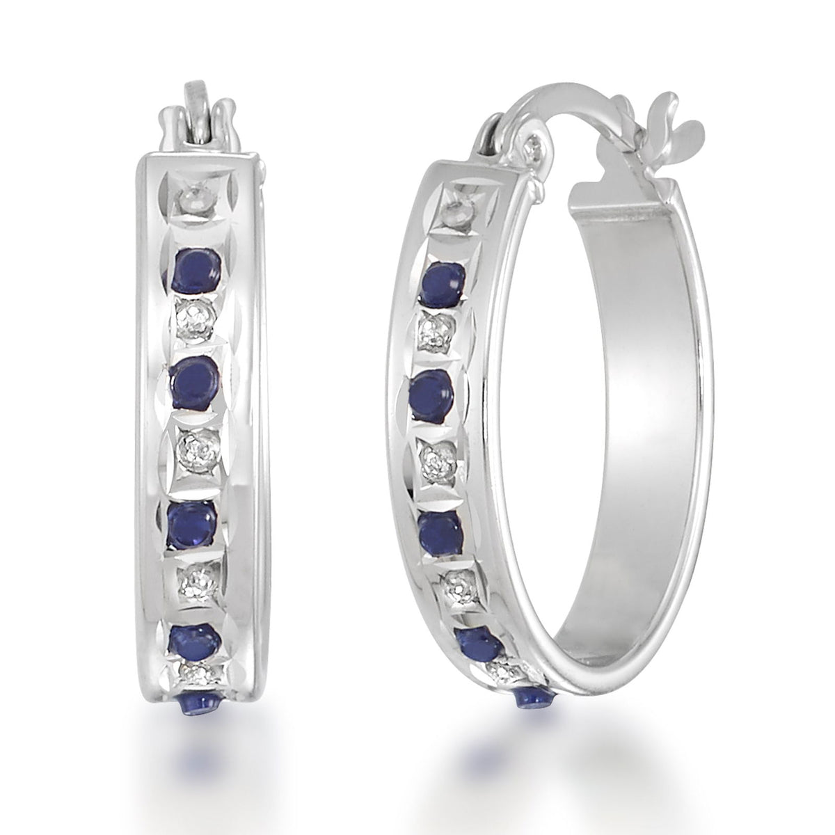 Diamond Fascination® Platinum over Sterling Silver Oval Hoop Earrings ...