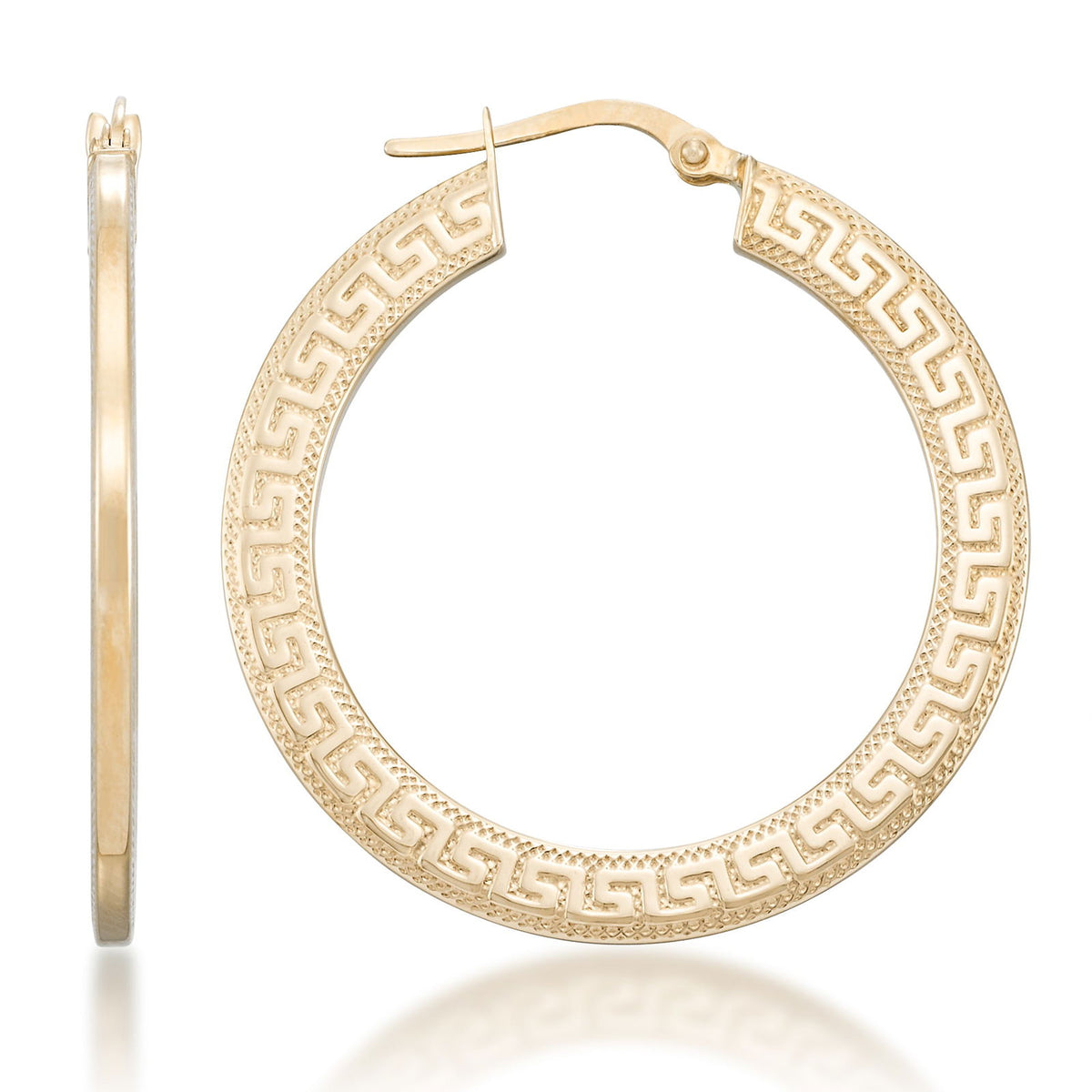 10K Gold Greek Key Hoop Earrings. Made in Turkey – I Heart Jewels
